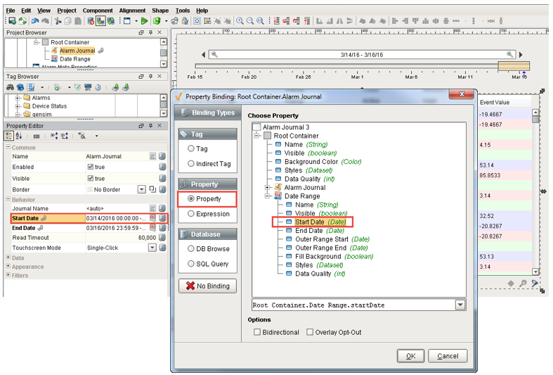 Alarm Journal Filter On Date Range Ignition User Manual 78 In Progress